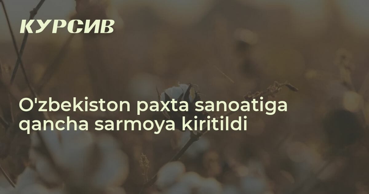 O'zbekiston paxta sanoatiga qancha sarmoya kiritildi