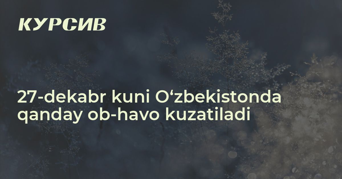 27-dekabr kuni O‘zbekistonda qanday ob-havo kuzatiladi