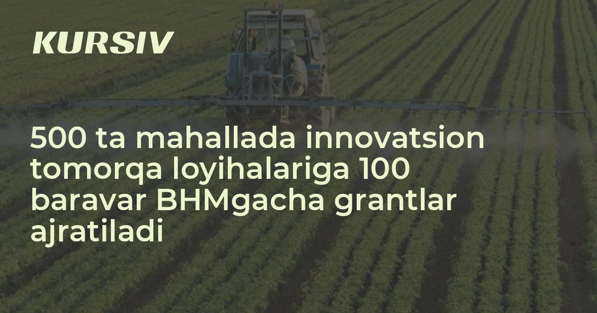 Innovatsion tomorqa loyihalariga qancha grantlar ajratiladi